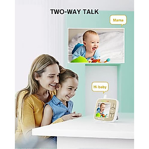 Kidsneed Baby Monitor, 3.5" Screen Video Baby Monitor with Camera and Audio, Remote Pan-Tilt-Zoom, Night Vision, VOX Mode, Temperature Monitoring, Lullabies, 2-Way Talk, 960ft Range