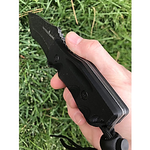 TACTICAL GEARZ TG Targ ST, 9.5" Straight Hunting Knife w/Sheath! Solid 440c Stainless Steel Acid Etched Scimitar Blade! Full Tang w/Black G10 Slab Handle!