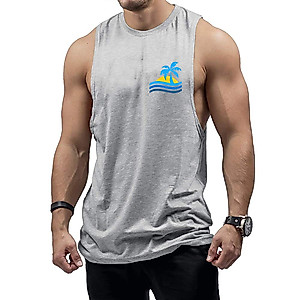 InleaderStyle Men's Workout Tank Tops Cotton Gym Cut Off Sleeveless T Shirt Bodybuilding Muscle Athletic Tank Tops - GY-XL Grey