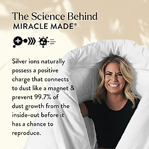 Miracle Made Temperature Regulating Breathable Duvet Insert Queen Comforter - White, Full/Queen 3-Temperature-Zone Pet Hair Resistant Silver Infused Hypoallergenic Bed Cover - Compatible w Duvet Cover