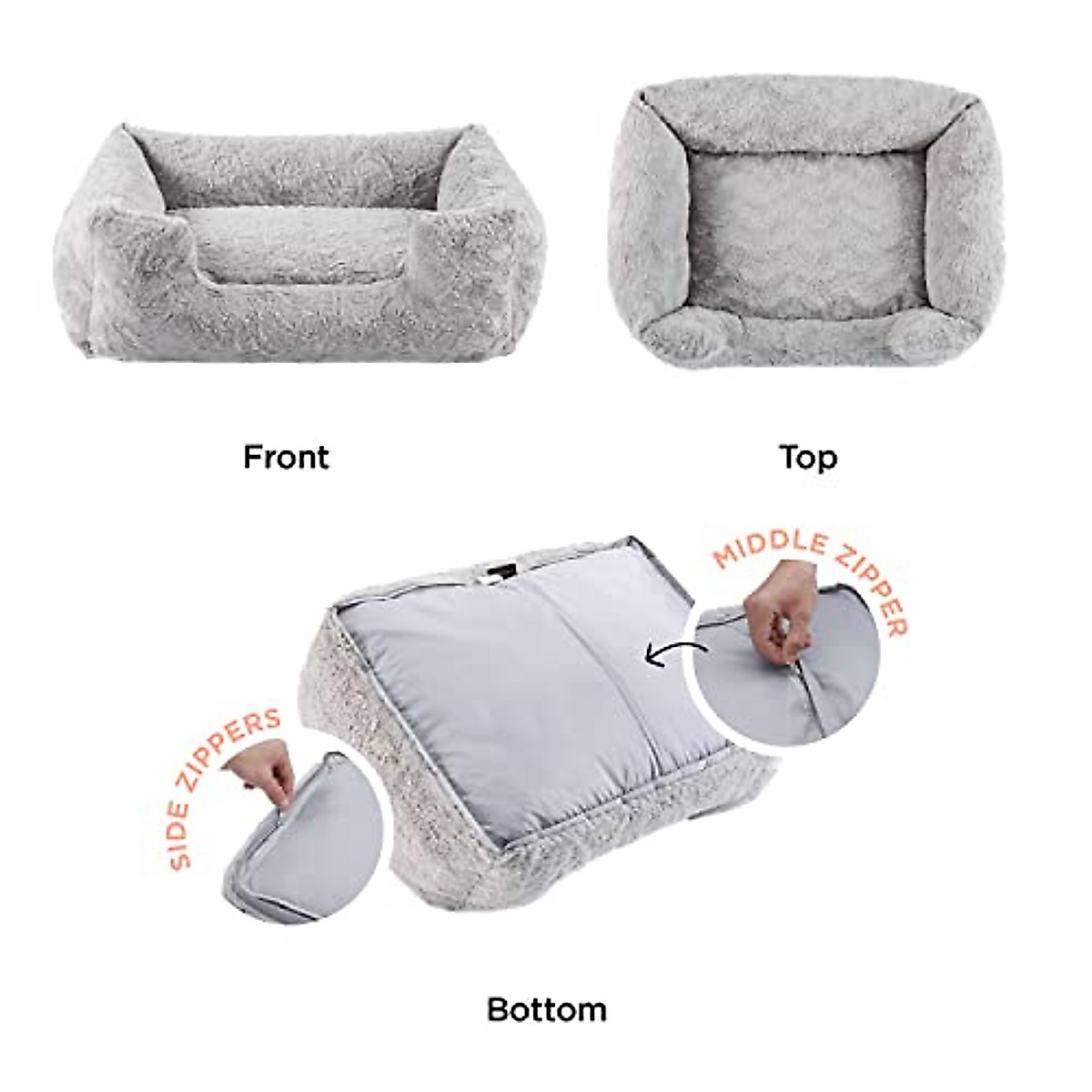 Best Friends by Sheri Soothe & Snooze Lounge Lux Memory Foam Rectangular Dog Bed, Washable, Grey, Medium 30" x 20"