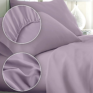 Raymond Waites 4 Piece Sheet Set, Cotton Rich, 400-Thread Count, Lavender, Queen Sheet Set