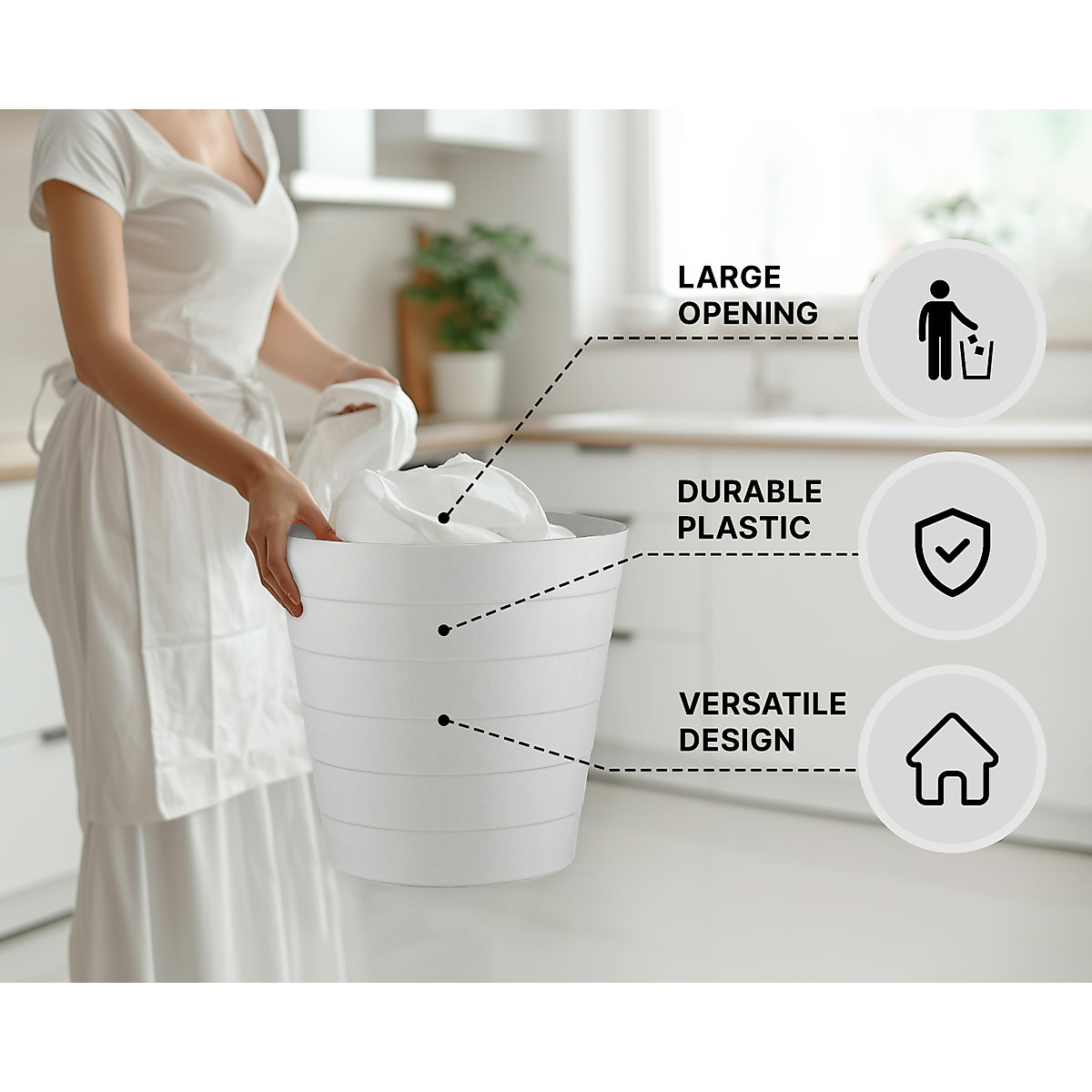 Luxuriaz Small Trash Can (1.3 Gallons), Dorm Trash Can, Heavy Duty Dust Bin, Mini Garbage Can for Bedroom, Plastic Wastebasket, Bathroom Wastebasket (Black) Round Paper Trashcan, Office Trash Can