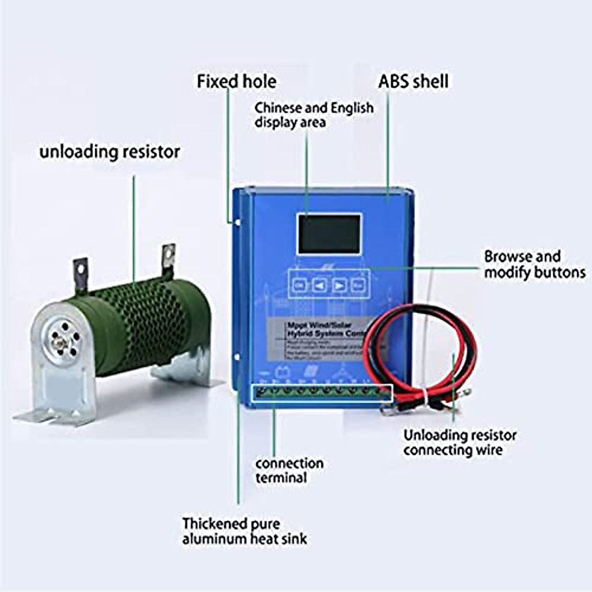 SSQUZA 6000W MPPT Hybrid Wind Solar Charge Booster Controller 12V 24V 48V Wind Generator Solar Panel Charger for Home Use Wind Turbine and PV Panel,48V