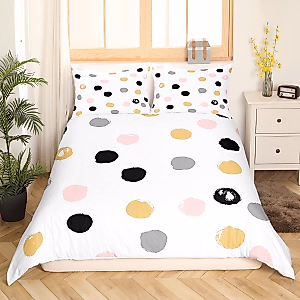Erosebridal Colorful Polka Dots Kids Bedding Set King Size for Teen Girl Women, Circles Printed Comforter Cover with 2 Pillowcases, Watercolor Dots Duvet Cover Ultra Soft Microfiber Bedspread Cover