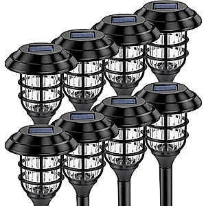 GIGALUMI Solar Pathway Lights Outdoor, 8 Pack Bright Solar Lights, Yard Lights Outdoor Solar Powered, Waterproof AUTO ON/Off Solar Garden Lights for Pathway, Landscape, Walkway, Driveway (Cold White)