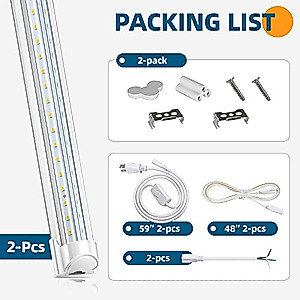 Barrina LED Shop Light 2ft, 20W 2500LM 5000K, T8 LED Light Fixture, Clear Cover, Ceiling and Utility Shop Light, Linkable Tube Lights, Shop Lights for Room, Garage, Workbench, Warehouse, 2-Pack