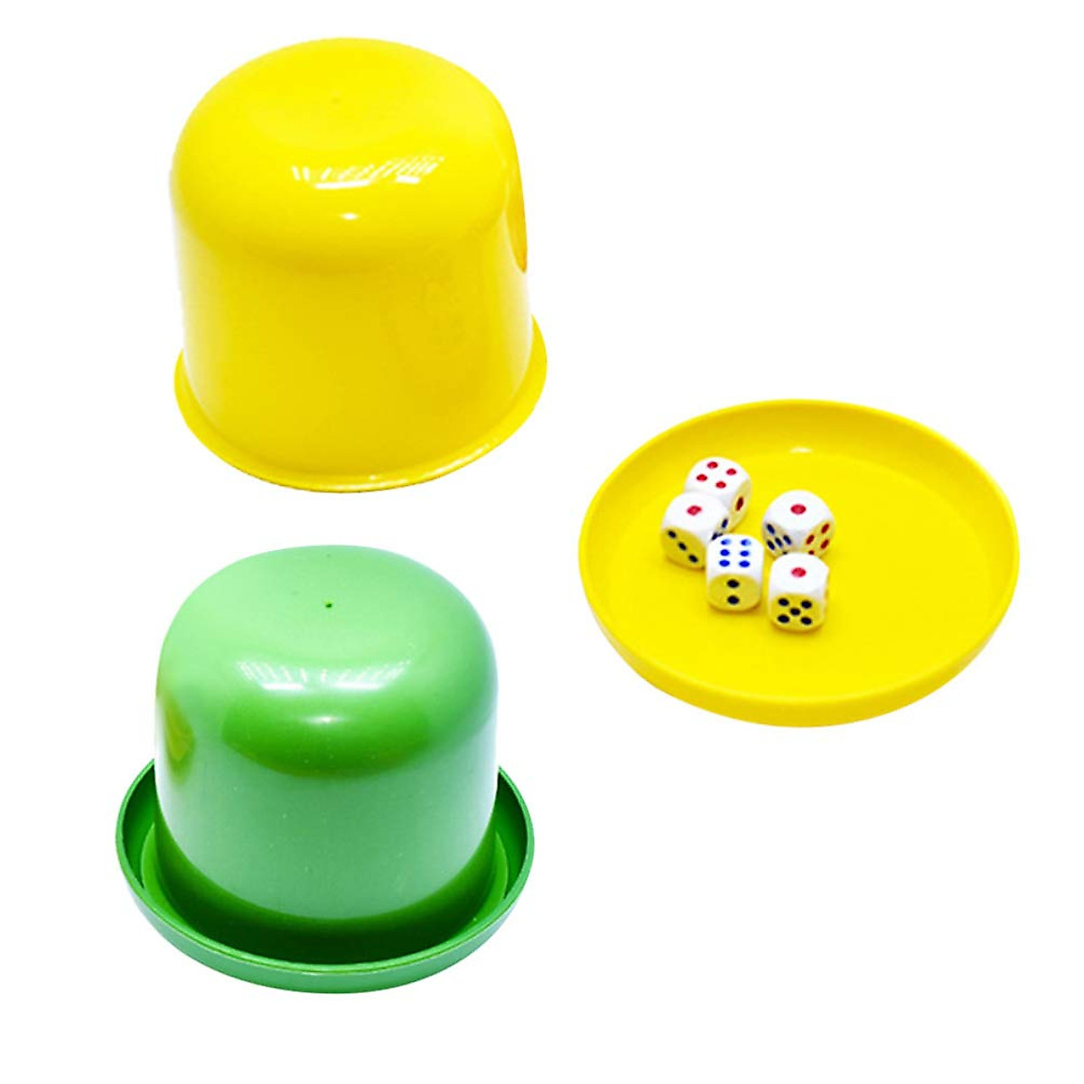 NUOBESTY 2PCS/Set Dice Game Set Plastic Dice Shaking Cup Dice Cup Set for Bar Party (Random Color)