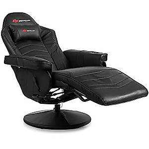 Goplus Massage Gaming Chair, Racing Style Gaming Recliner w/Adjustable Backrest and Footrest, Ergonomic High Back PU Leather Computer Office Chair Swivel Game Chair w/Cup Holder and Side Pouch