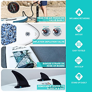 FEATH-R-LITE Inflatable Stand Up Paddle Board 10'x30''x6'' Ultra-Light (16.7lbs) SUP with Paddleboard Accessories,Three Fins,Adjustable Paddle, Pump,Backpack, Leash