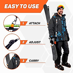 Sukoa Ski & Pole Carrier Straps – Shoulder Sling with Cushioned Holder Protects from Scratches – Downhill Skiing Backcountry Gear Ski Accessories for Men and Women