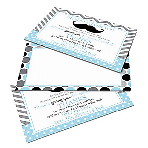 Mustache Baby Shower Thank You Postcard Set of 15