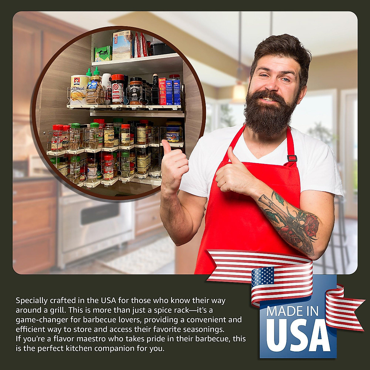 Vertical Spice - 4x2x11 DC - Storage Organizer Drawer with 2 Tiers - Heavy Duty - Size: 4.6" Width x 10.75" Height x 10.6" Depth - MADE IN USA