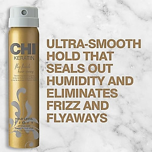 CHI Keratin Flex Finish Hair Spray, Lightweight Spray For Long-Lasting, Smooth Styling, Eliminates Frizz & Flyaways & Seals Out Humidity, 2.6 Oz