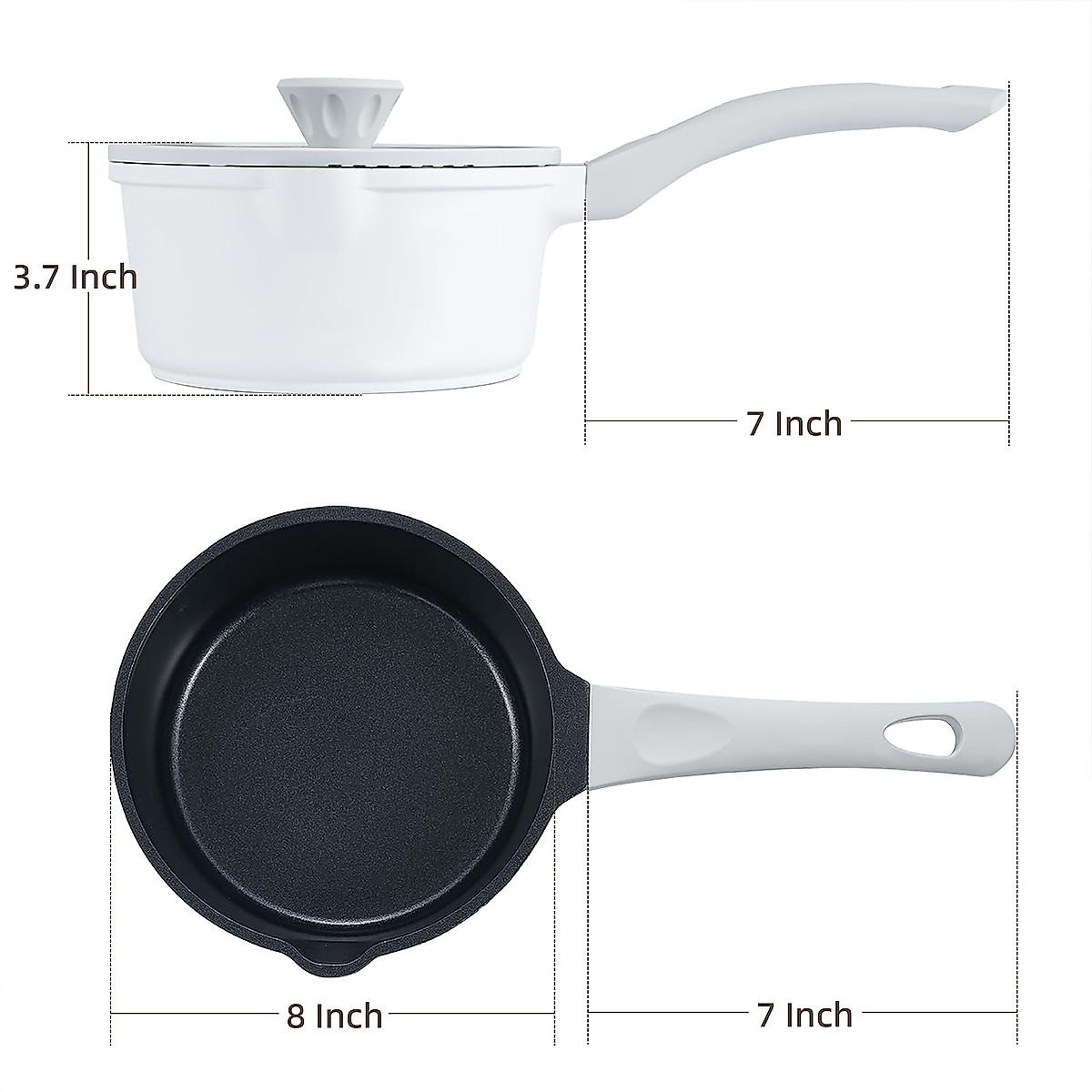 Procooking Sauce Pan with Lid, 2 QT Small Saucepan Milk Pot Nonstick, 2 Quart Soup Pot for Cook, Versatile for Induction and Gas Cooktops