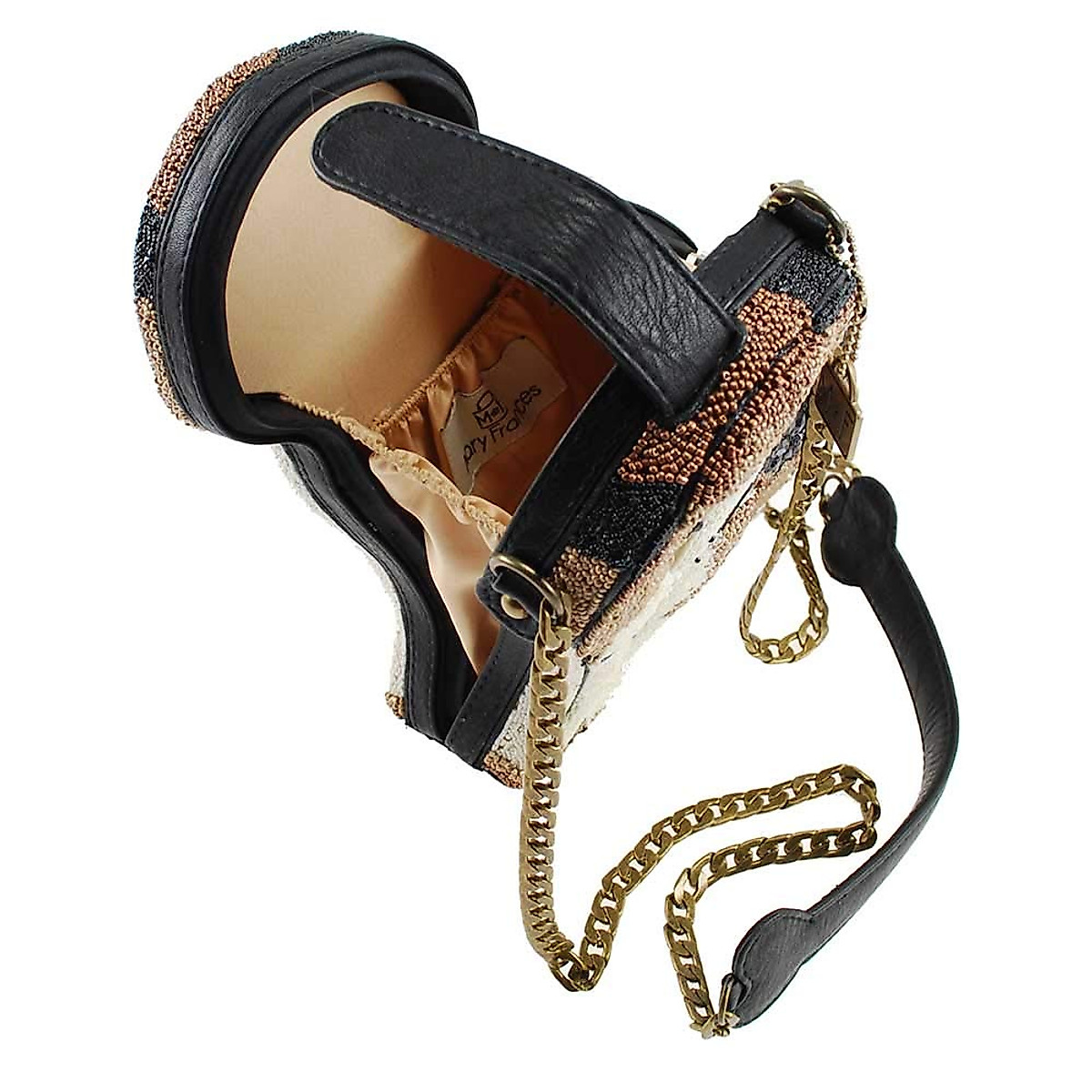 Mary Frances Regal Beagle Beaded Puppy Dog Handbag, Brown