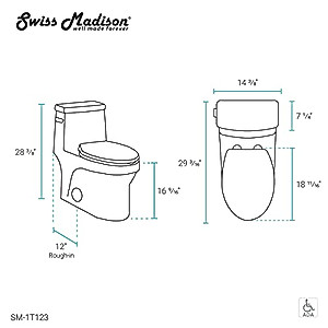 Swiss Madison SM-1T123 Virage One Piece Elongated Toilet 1.28 GPF