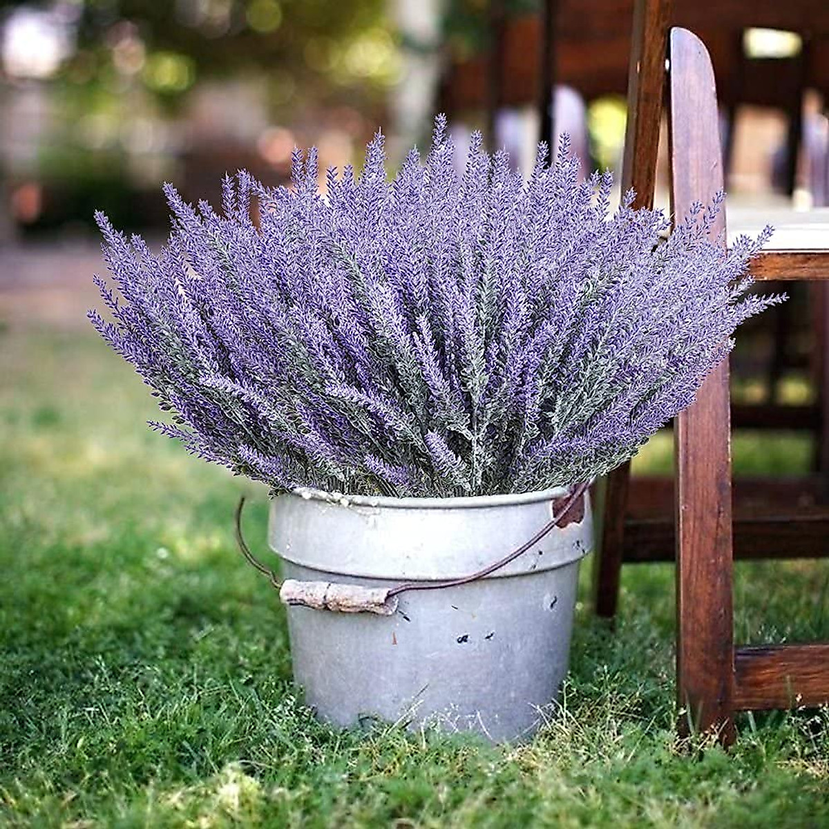 KLEMOO 24 Pieces Artificial Lavender Flowers for Wedding Decor and Table Centerpieces, Lifelike Fake Plant Bouquet to Brighten up Your Home Kitchen Garden and Indoor Outdoor Decor (Purple)