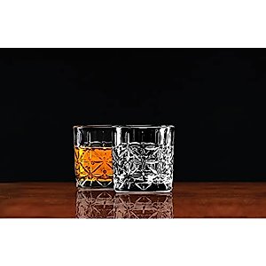 Circleware Walse Heavy Base Whiskey Glass Drinking Glasses, Set of 4, Entertainment Dinnerware Glassware for Water, Juice, Beer Bar Liquor Dining Decor Beverage Cups Gifts, 11.25 oz, Wales DOF