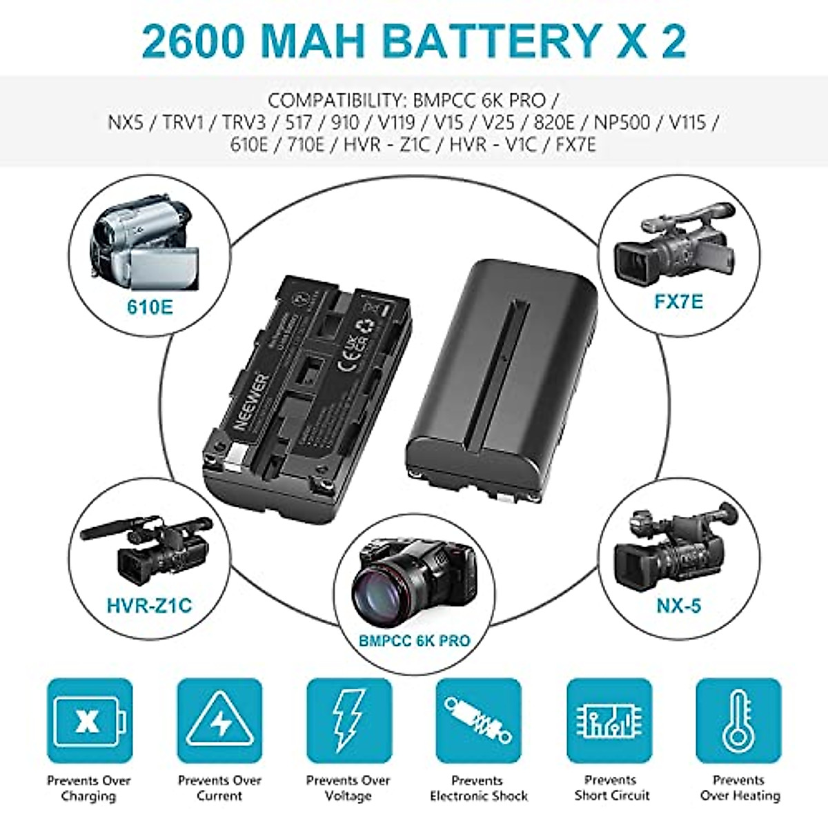 NEEWER NP-F550 Battery Charger Set Compatible with Sony NP-F970 F750 F770 F960 F550 F530 F330 F570 CCD-SC55 TR516 TR716 TR818 TR910 TR917, NEEWER Led Light/Monitor/Camera Slider (2 Pack, Black)
