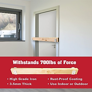 SecurityMan Heavy Duty 2x4 Door Barricade Brackets - Kick Proof Up to 700lbs, Install in Minutes -(2pc) Thick 3.5mm Iron Metal U Bracket - Gate Bar Holder for Indoor/Outdoor Door Security Brace Bar