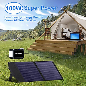 MARBERO 40000mAh Portable Power Bank with AC Outlet and 100W Portable Solar Panel for iPhone, Galaxy, Tablets Outdoor Camping Home Office Emergency,iPhone, Galaxy, Tablets