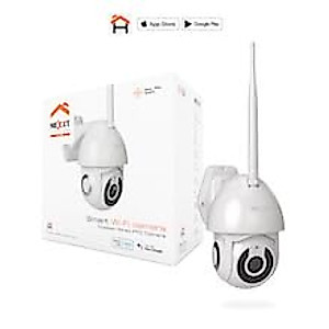 NEXXT 2K Outdoor PTZ Security Camera with Wi-Fi, Weather Resistant, 355° Coverage, Smart Motion Detection and Tracking, Two-Way Audio, Night Vision, Cloud Storage, Alexa, Wired | Camara de Seguridad