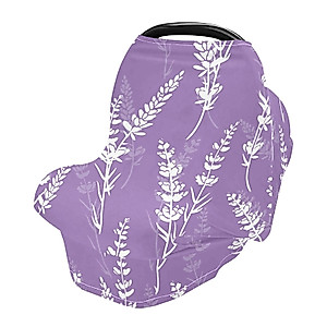 Nursing Cover Breastfeeding Scarf Lavender Flowers Purple- Baby Car Seat Covers, Stroller Cover, Carseat Canopy (2na7a)