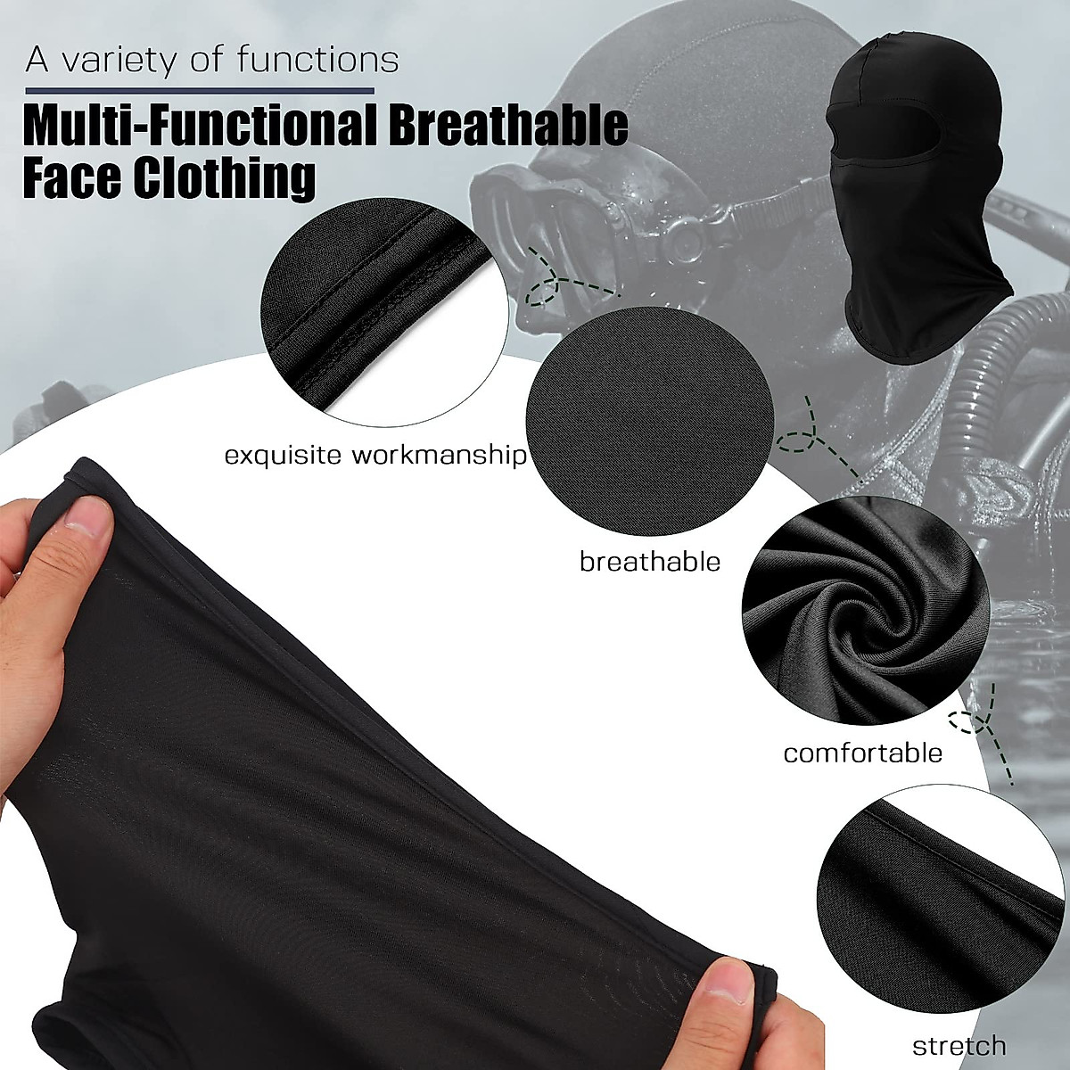 30 Pcs Balaclava Ski Face Mask Full Face Cover Mask UV Protection Cooling Neck Gaiter Winter Summer for Men Women Outdoor (Black, Simple Style)