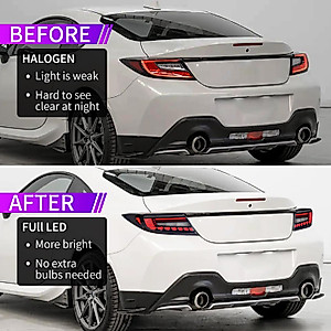 LONGDING LED Tail Lights Assembly Compatible with 2021 2022 2023 2024 Toyota GR86 / Subaru BRZ 2nd Gen ZN8/ ZD8 w/Start Up Animation & Sequential Turn Signals Rear Lamps Replacement