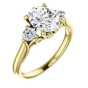 10K Solid Yellow Gold Handmade Engagement Ring 2CT Oval Cut Moissanite Diamond Solitaire Wedding/Bridal Rings Set for Women/Her Propose Ring (4), White