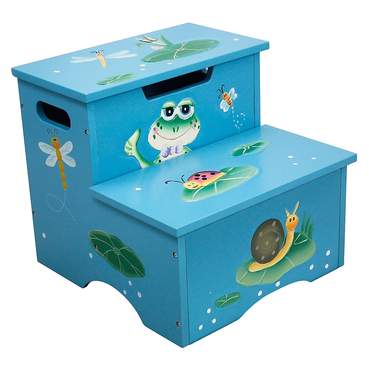 Fantasy Fields - Froggy Thematic Kids Wooden Step Stool with Storage | Imagination Inspiring Hand Crafted & Hand Painted Details Non-Toxic, Water-Based Paint