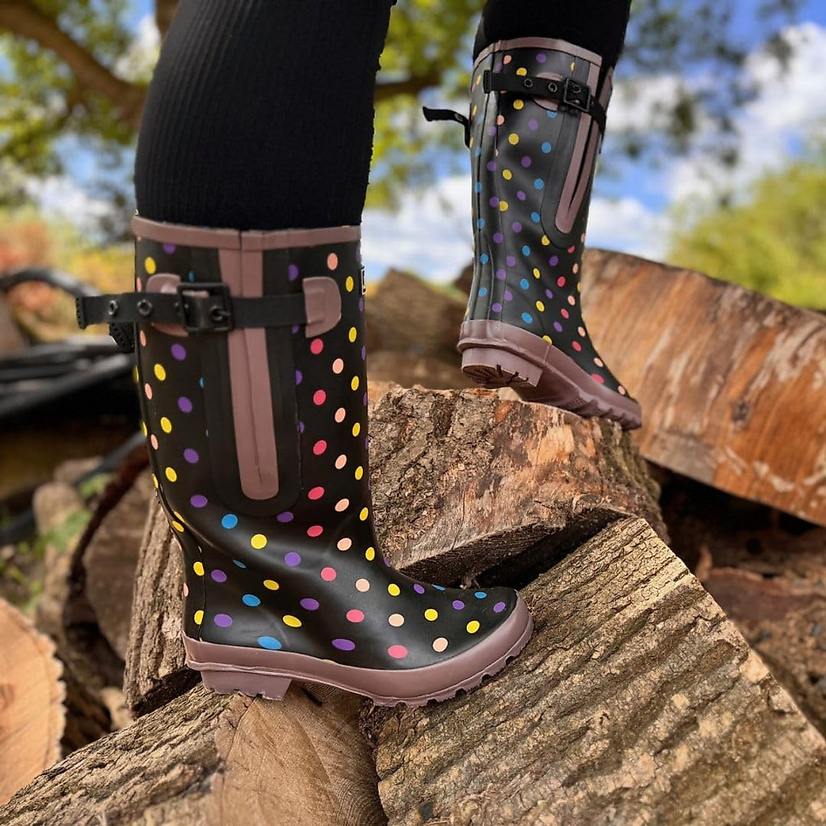 Jileon Extra Wide Calf Rain Boots - Ideal for Wide Feet, Ankles & Calves - Fit 16 to 23” Calves - Durable & Waterproof