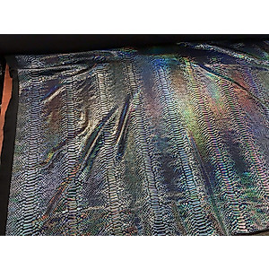 New Creations Fabric & Foam Inc, 60" Wide Iridescent Snake Skin Print On A Nylon 2 Way Stretch Spandex Fabric by The Yard. (Black on Black)