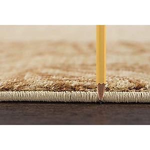 Sedona Transitional Floral Beige Round Area Rug, 8' Round