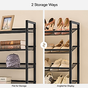 Nunsino 8 Tier Shoe Rack Organizer,Max Holds 50 Pairs,Metal Shoe Storage Shelf,4-Tier Stackable Shoes Organizer for Garage, Entryway, Black