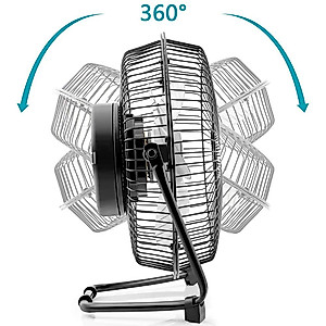 9 Inch USB Rechargeable Desk Fan, 6700mAh Battery Operated Fan, Mini Portable Table Fans with 2 Speeds Strong Airflow, Quiet and 360°Rotate, Desktop Small Personal Fan for Home Office Outdoor Travel