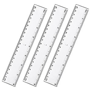 Color Plastic Ruler Straight Ruler Assorted Color Ruler Measuring Tool 8 Inch Ruler Set Rulers Bulk 3 Pack(Cear)