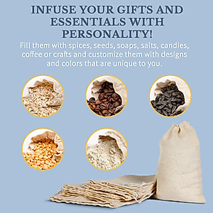 Celestial Gifts Muslin Bags with Drawstring 500 pcs - 3 x 5 100% Cotton - Made in USA - Canvas Bags Bulk, Small Drawstring Bags, Reusable Tea Bags, Jewelry Bags (Natural Hem and Drawstring)