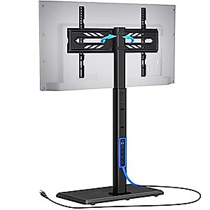 Greenstell TV Stand with Power Outlet, Universal Floor TV Stand for 32-70 inch TVs, Height Adjustable, Swivel Tall TV Stand with Soild Wood Base, Holds up to 110 LBs, Max VESA 600x400mm