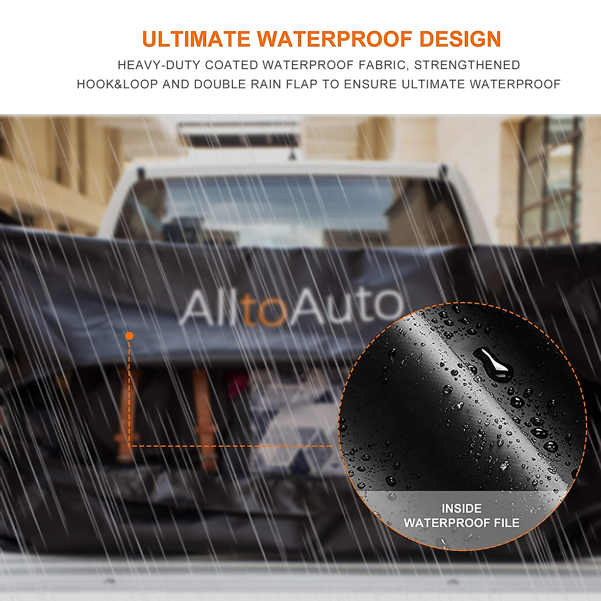 AlltoAuto Truck Bed Cargo Bag with Cargo Net, 100% Waterproof 600D Heavy Duty, Fits Any Truck Size (51''x40''x22'') 26 Cubic Feet, Simple and Convenient for Installation