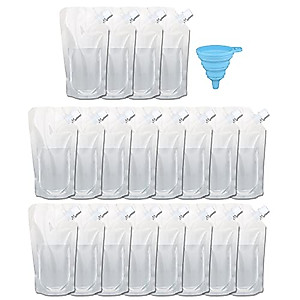 20 Pcs Flasks Cruise Pouch Reusable Sneak Travel Drinking Flask Concealable Plastic Flasks bags with Funnel (16 oz)