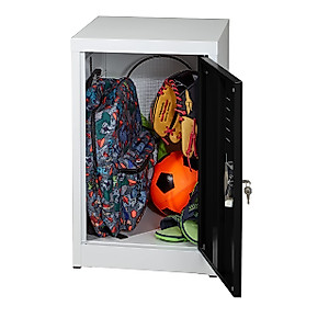 AdirOffice Kids Steel Metal Storage Locker - Heavy Duty Storage Organizer with Key and Hanging Rods - Ideal for Home, Gym & School - (24 in 1 Door, Black)