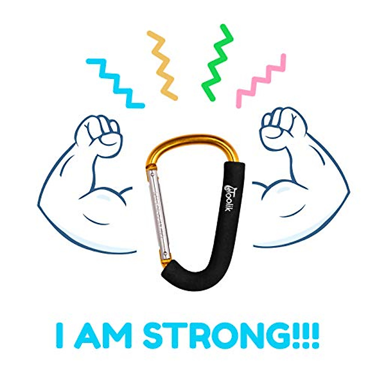 Toolik X-Large Baby Stroller Organizer Hook Clip for Hanging Diaper Bags (Gold)