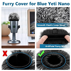 Yeti Nano Pop Filter, Mic Cover Compatible with Blue Yeti Nano,ChromLives 3 in 1 Mic Windscreen Foam Cover + Mic Furry Wind Cover + Dual Layered Noise Reduction Pop Filter for Yeti Nano,Combo 3 Pack