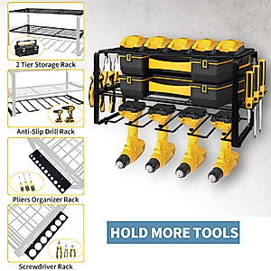 VDHU Power Tool Organizer Wall Mount,Utility Racks,Heavy Duty Drill Holder,3 Layers Storage Rack with 4 Drill Holders,Garage Tool Organizer and Storage Ideal for Tool Room,Workshop,Garage