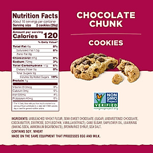 Back to Nature Chocolate Chunk Cookies - Dairy Free, Non-GMO, Made with Wheat Flour, Delicious & Quality Snacks, 9.5 Ounce