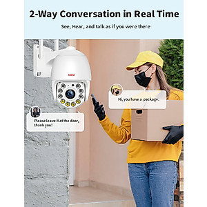 [2K,Auto-Track Camera] Tonton 3MP Wireless Pan and Tilt Outdoor WiFi Security Camera,2 Way Audio,Floodlight,Color Night Vision,Standalone Working,Also Works with All of Tonton Wireless NVRs