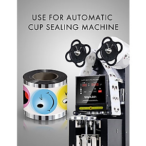 WantJoin Cup Sealing Film Tea Cup Sealing Film Boba Cup Sealer Film 90-105 mm 3000 Cups for PP Plastic and Paper Cups