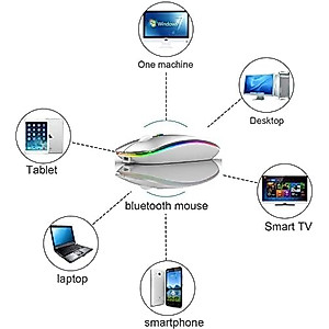 Neises LED Bluetooth Mouse,Bluetooth Mouse for MacBook Pro/MacBook Air/iMac/mac/ipad/ipad pro,Wireless Mouse for Macboook Air/MacBook Pro/PC (Silver)
